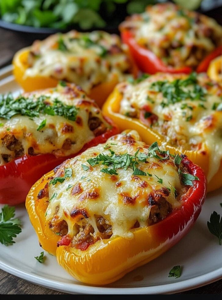 Bell Peppers Filled with Ground Meat, Rice, and Spices – Choose a recipe